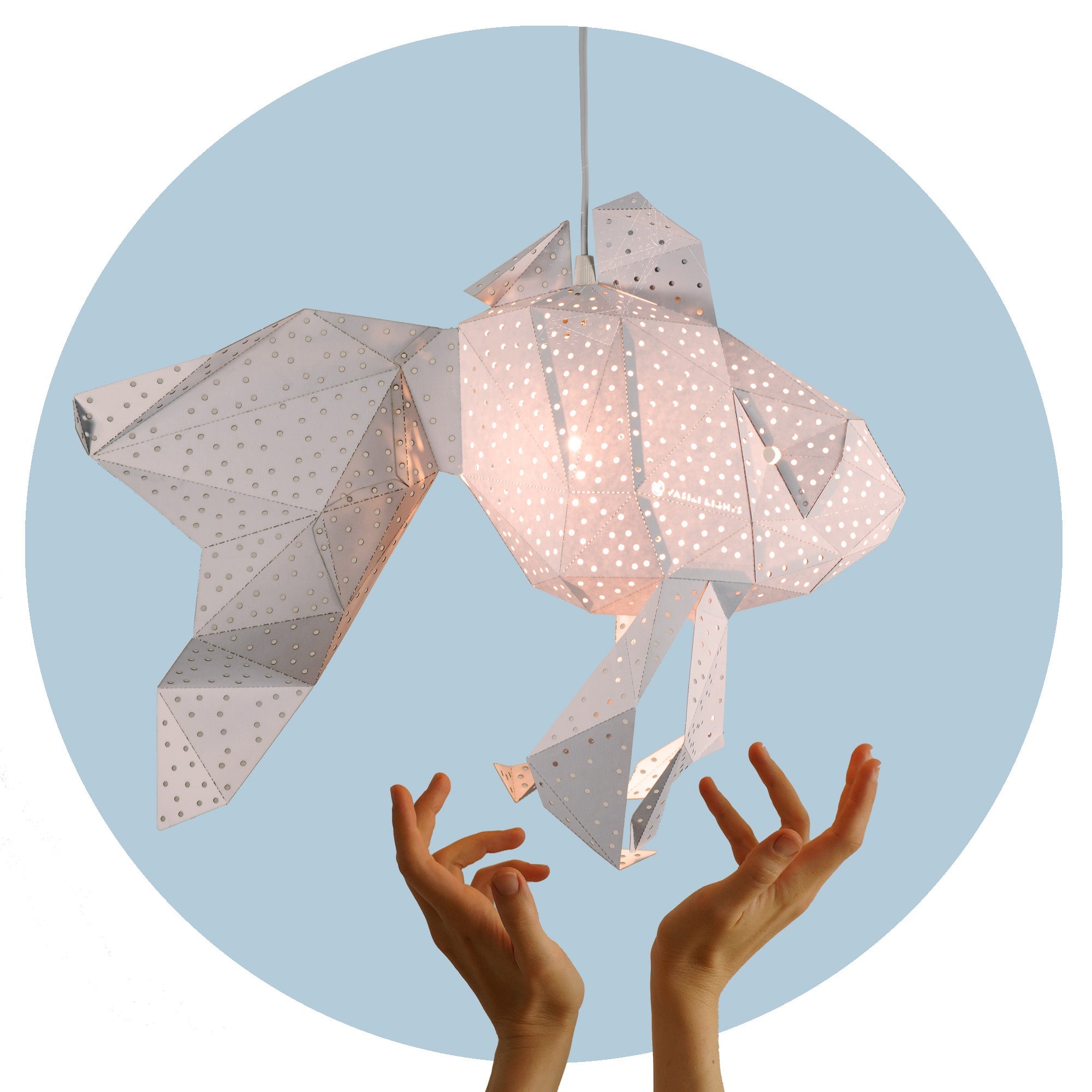 Fish Paper Lamp - Nautical Hanging Light for Kids Room