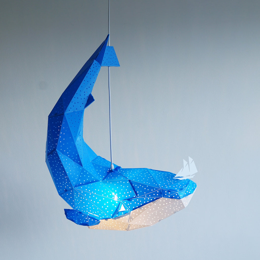 Whale Light: Unique Nautical Hanging Lamp - Blue